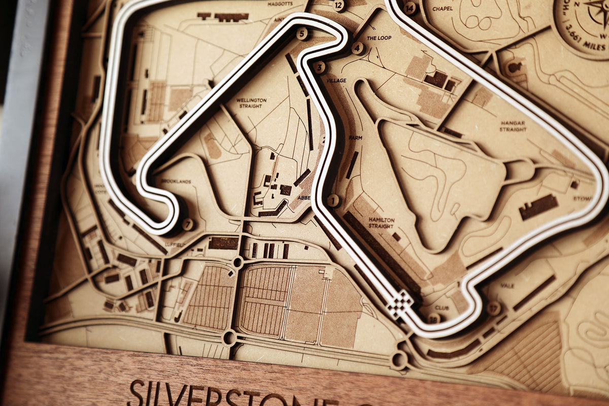 Silverstone Circuit - Formula 1 - 3D Wood Track Map